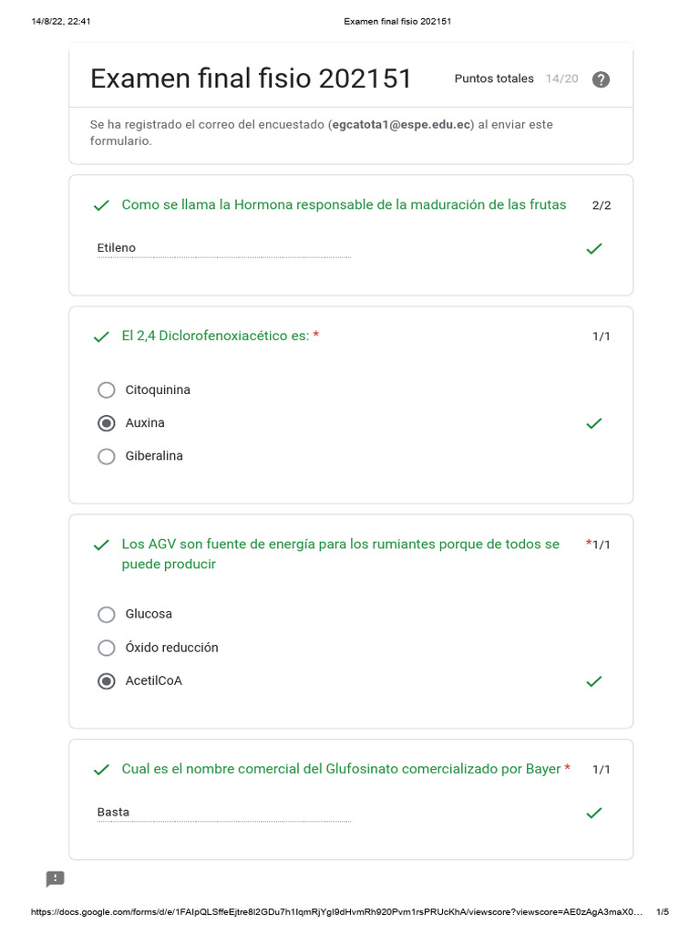 Examen de Fisiología Vegetal 202151 | PDF | Hormona Vegetal | Auxina