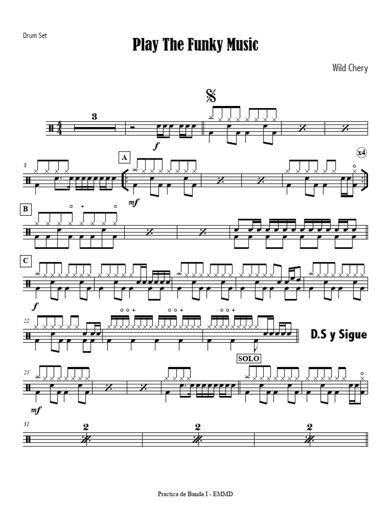 Play The Funky Music - DRUM SET | PDF