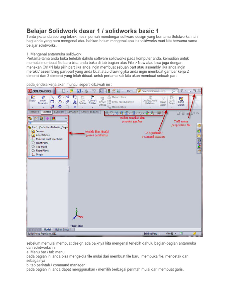 Panduan Dasar Solidworks untuk Pemula | PDF | Seni | Komputer