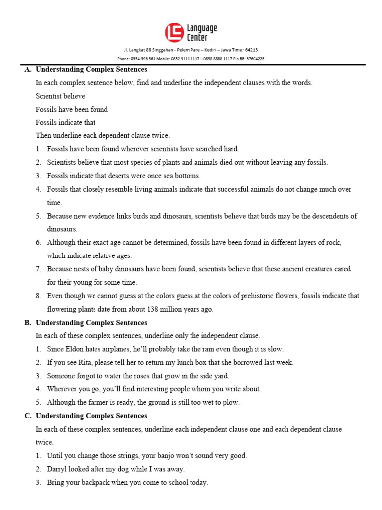 Complex Sentences with Fossils | PDF | Fossil | Taxa