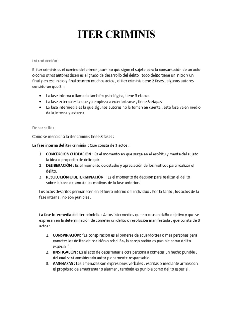 Fases del Iter Criminis en el Mundo | PDF | Crímenes | Crimen y violencia