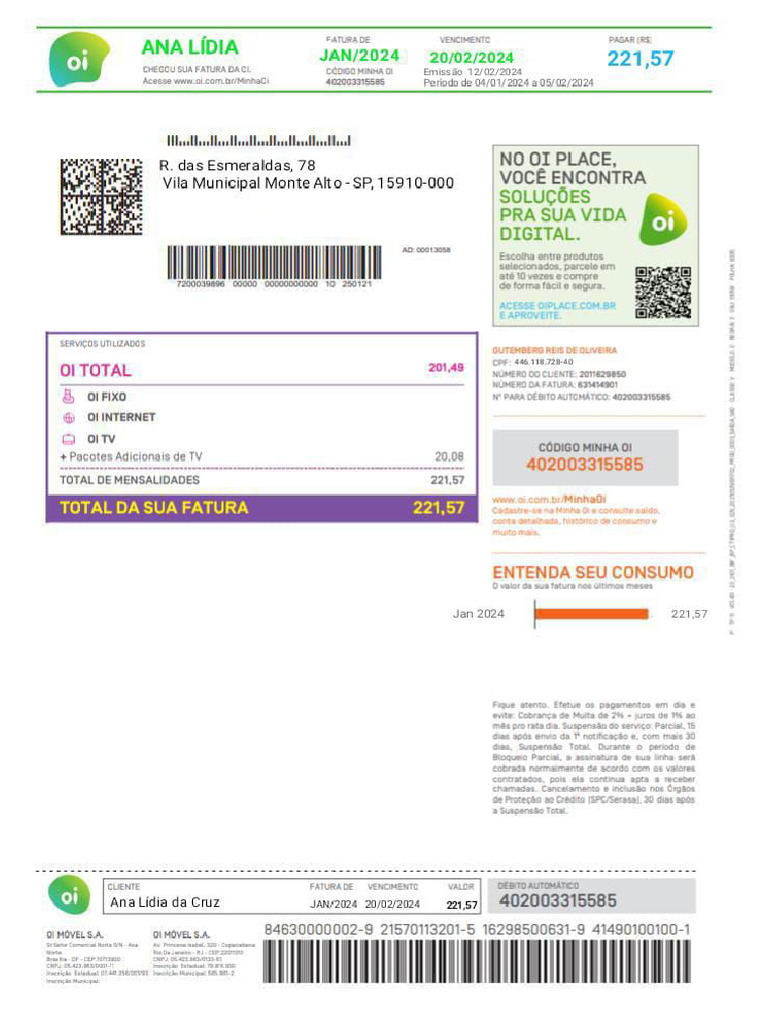 Fatura Mensal PDF | PDF