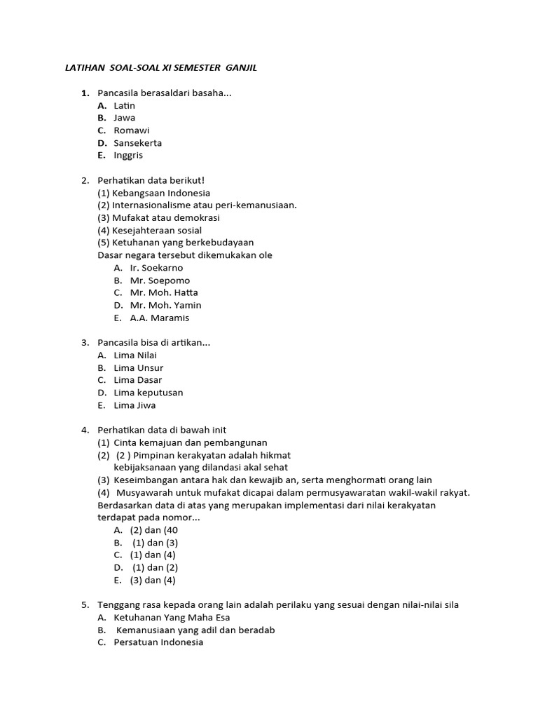 Latihan Soal-Soal XI Ganjil 2023-2024 | PDF | Politik | Ilmu Sosial