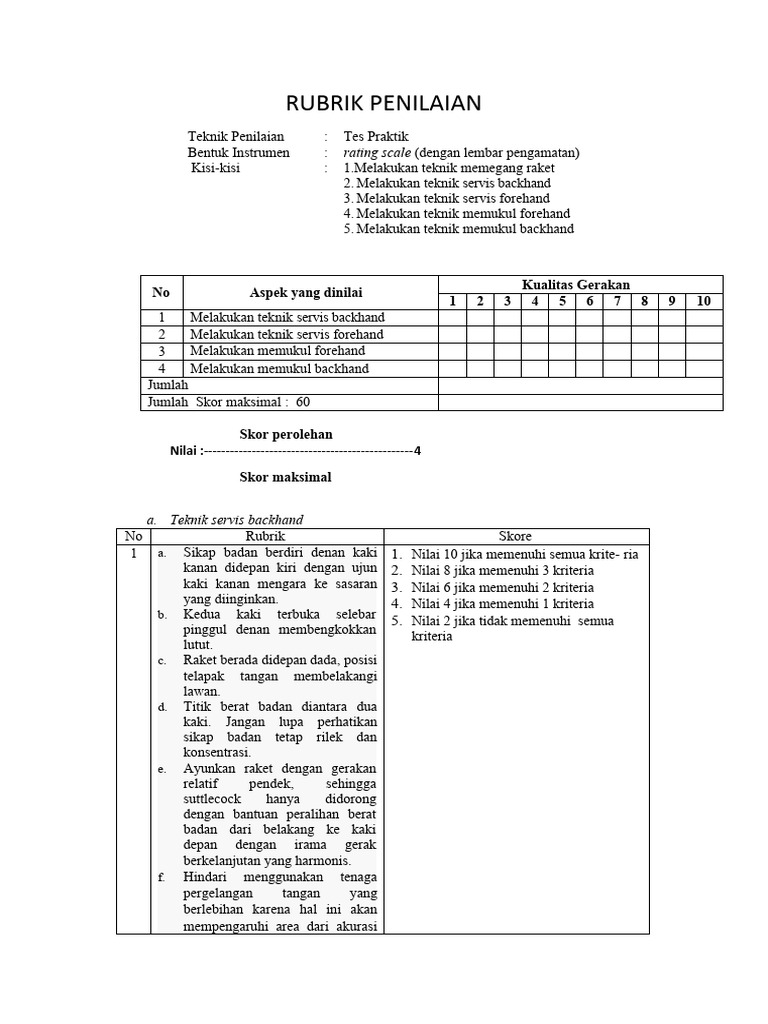 Rubrik Penilaian | PDF