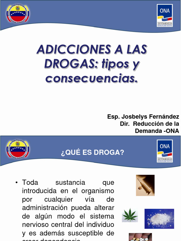 Presentaciòn de Conceptos de Drogas, Tipos y Efectos | PDF | La dependencia de sustancias | Mdma