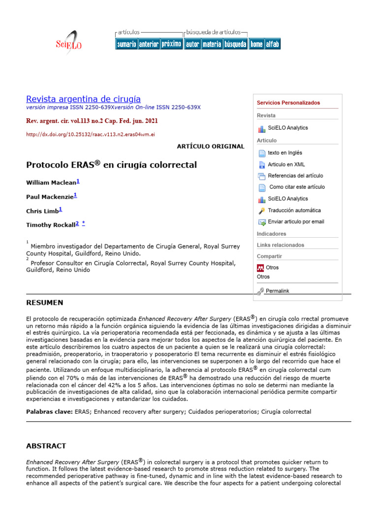 Protocolo ERAS® en Cirugía Colorrectal | PDF | Cirugía | Droga anti ...