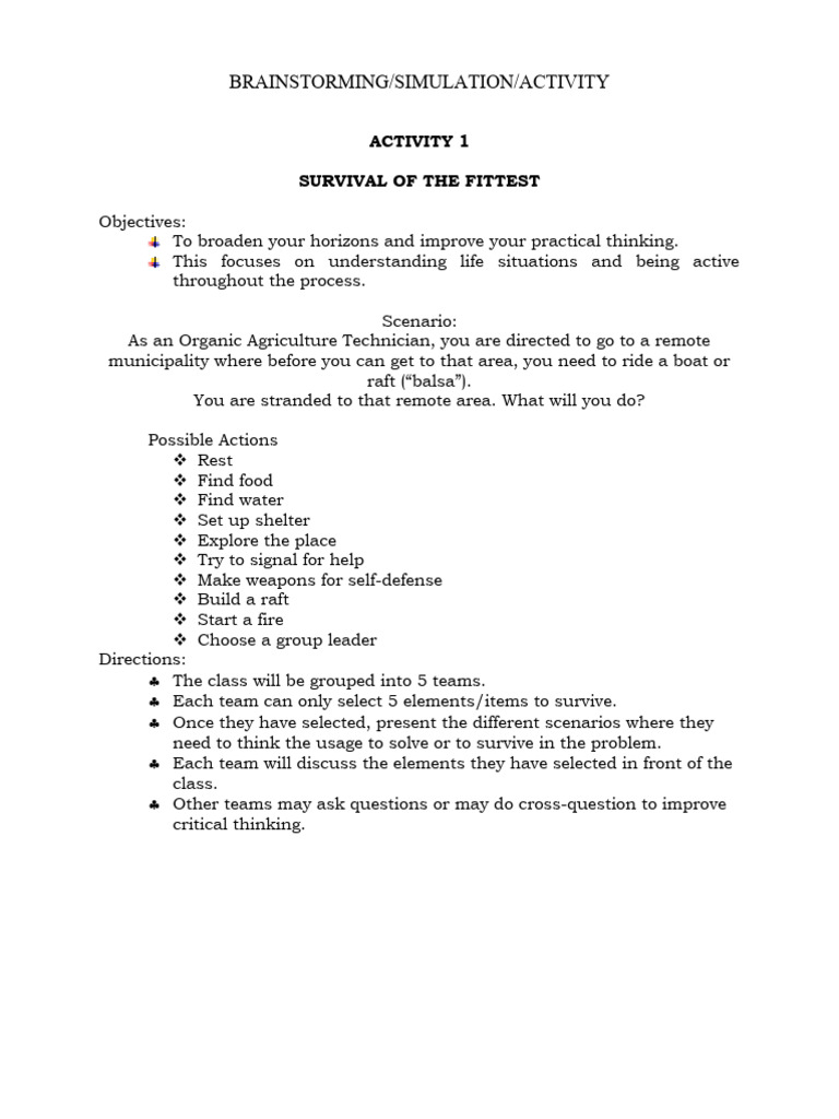 Simulation-Brainstorming-Activity ACP | PDF | Thought | Perception