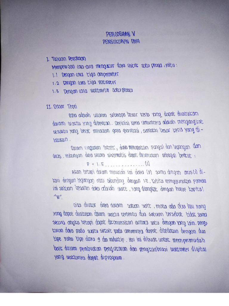 Pbe - Percobaan 5 - Pengukuran Daya | PDF