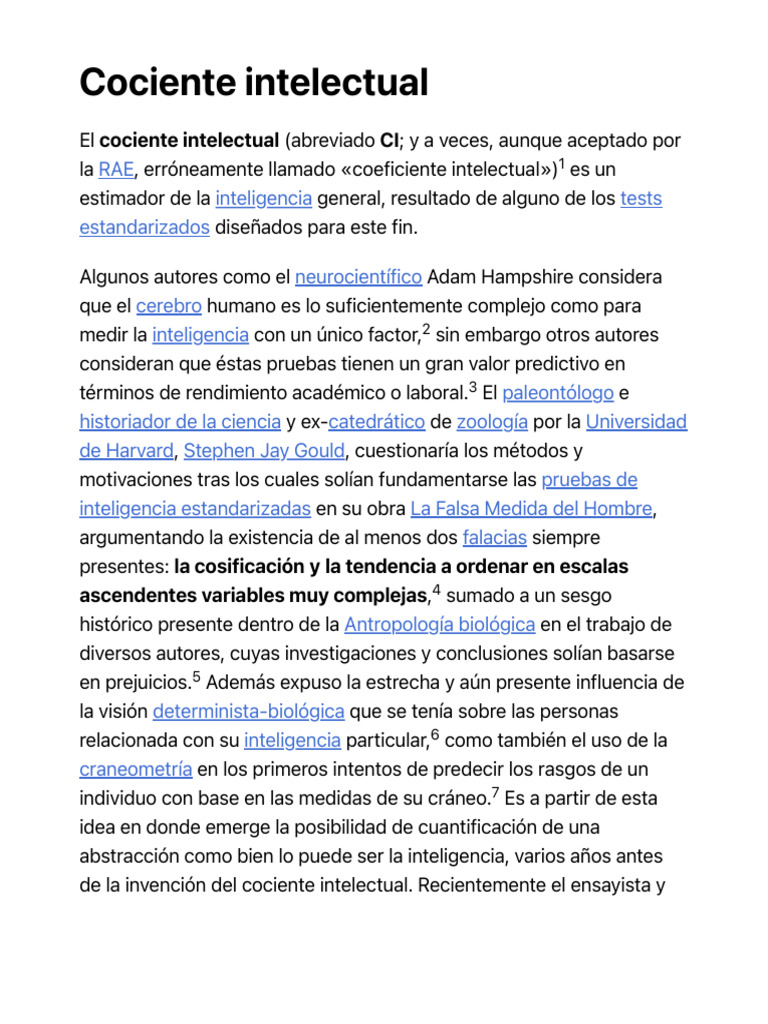 Cociente Intelectual | PDF | Cociente de inteligencia | Discapacidad ...