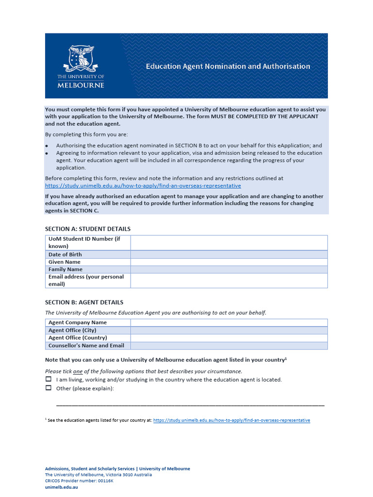 Education Agent Nomination Form | PDF | Government