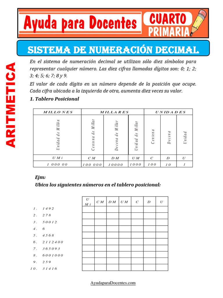 Sistema de Numeración Decimal para Niños | PDF | Decimal | Notación ...