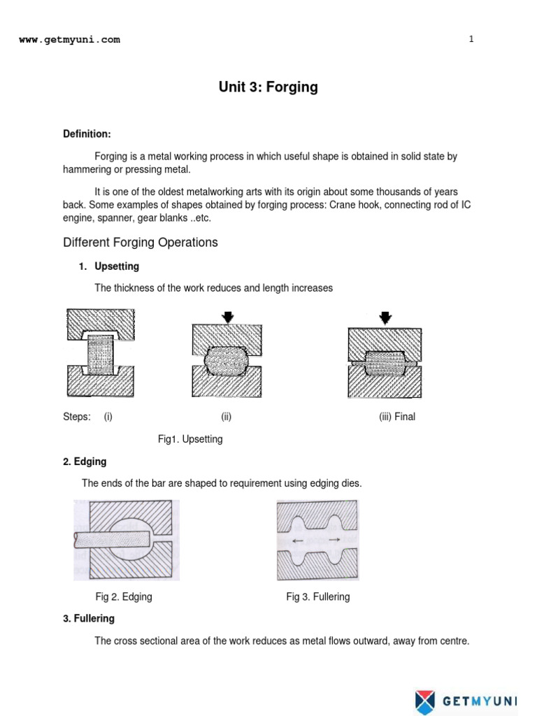 Mechanical Engineering Manufacturing-Process Forging Notes | PDF ...