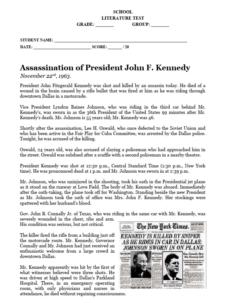 Kennedy Exam | PDF | Assassination Of John F. Kennedy | Lee Harvey Oswald