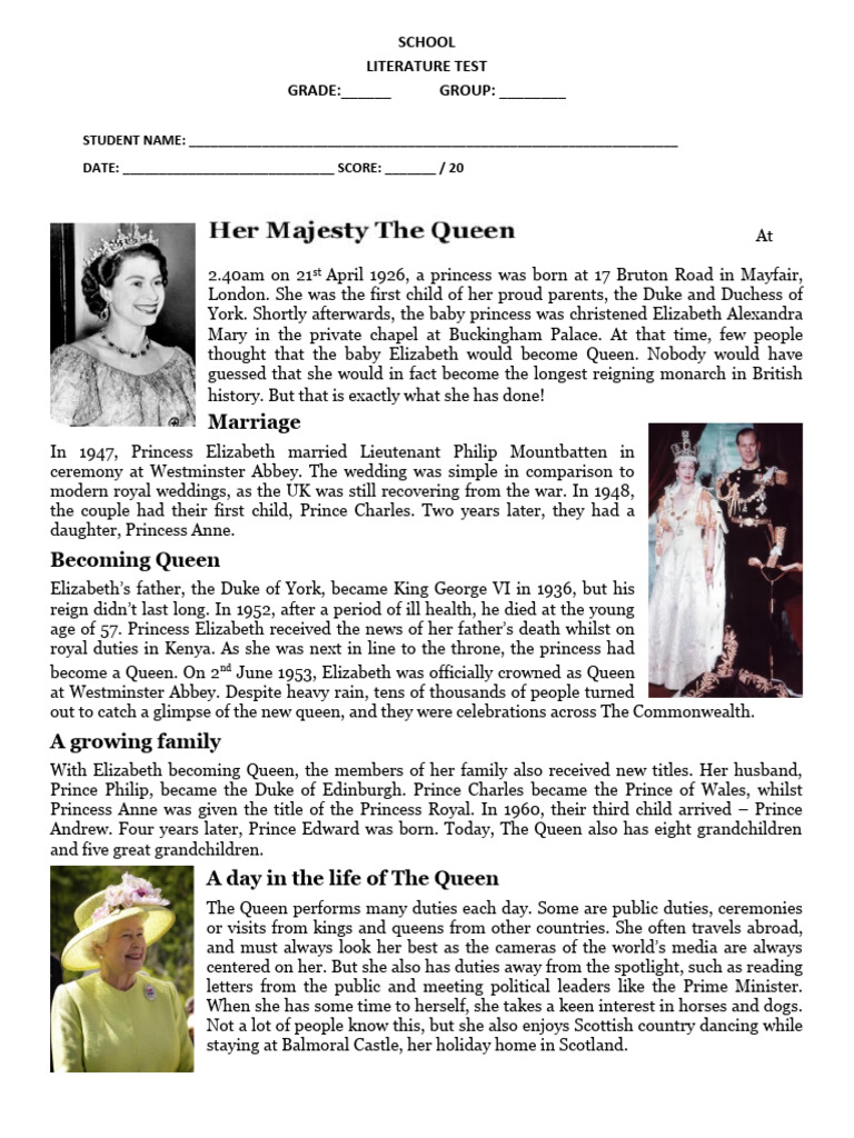Queen Elizabeth Exam | PDF | Elizabeth Ii | Royalties