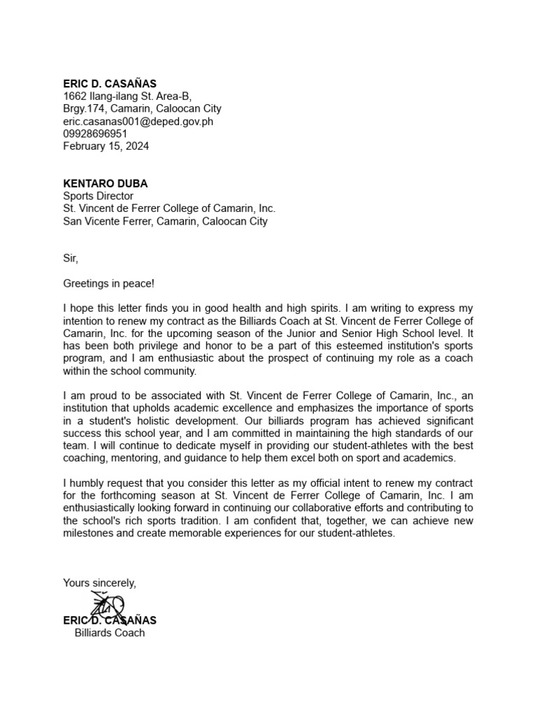 Letter of Intent SVFC | PDF