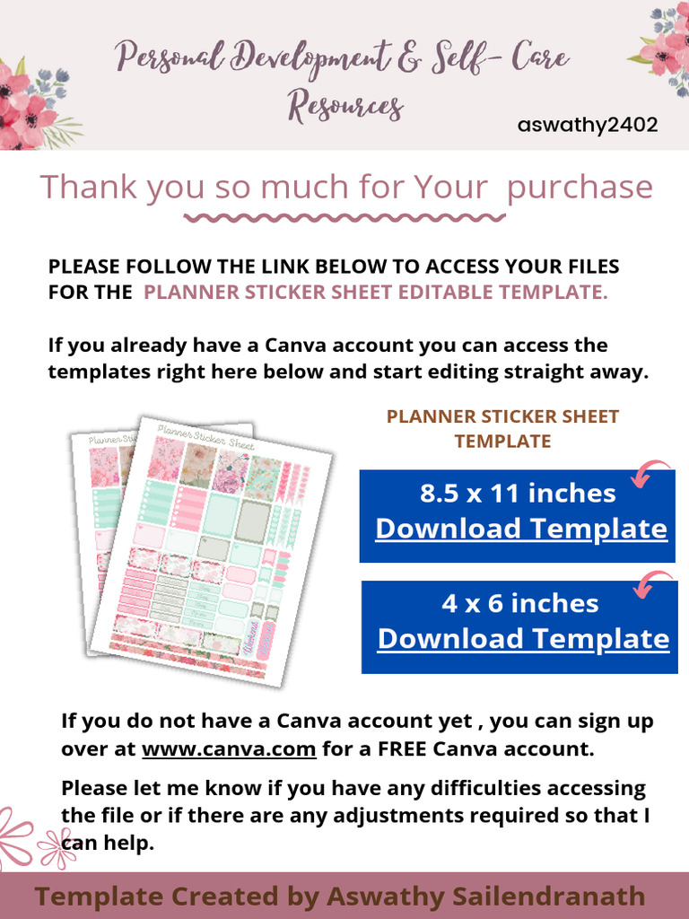 Editable Planner Sticker Sheet Template | PDF