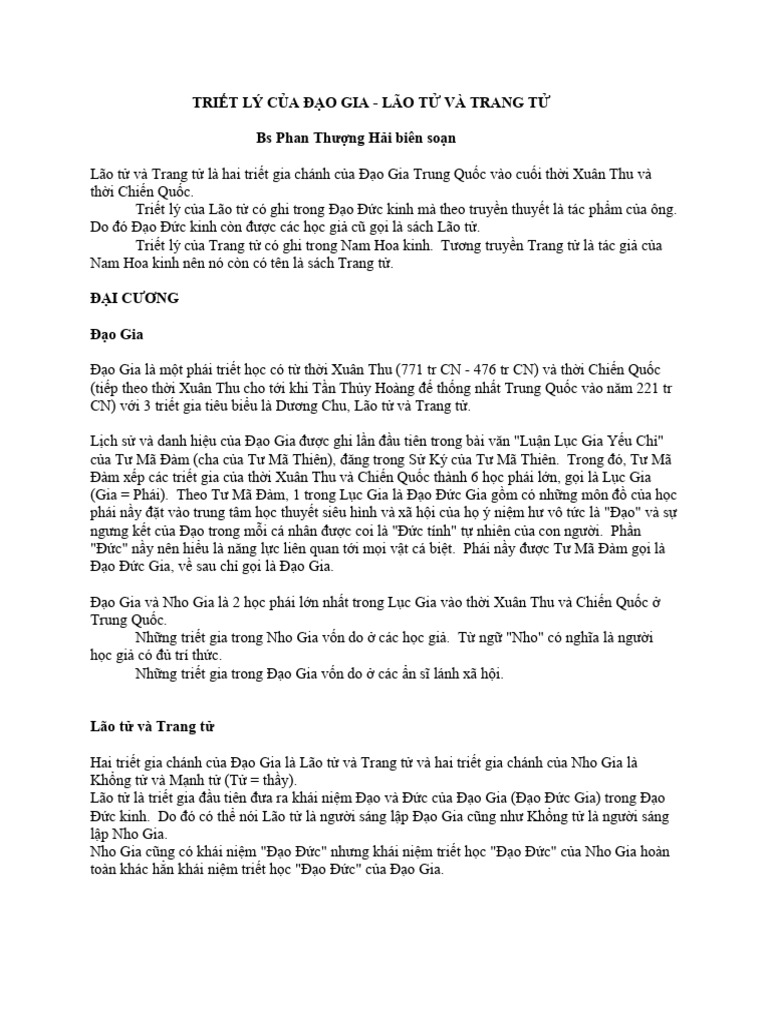 2-1d Triet Ly Cua Dao Gia - Lao Tu Va Trang Tu | PDF