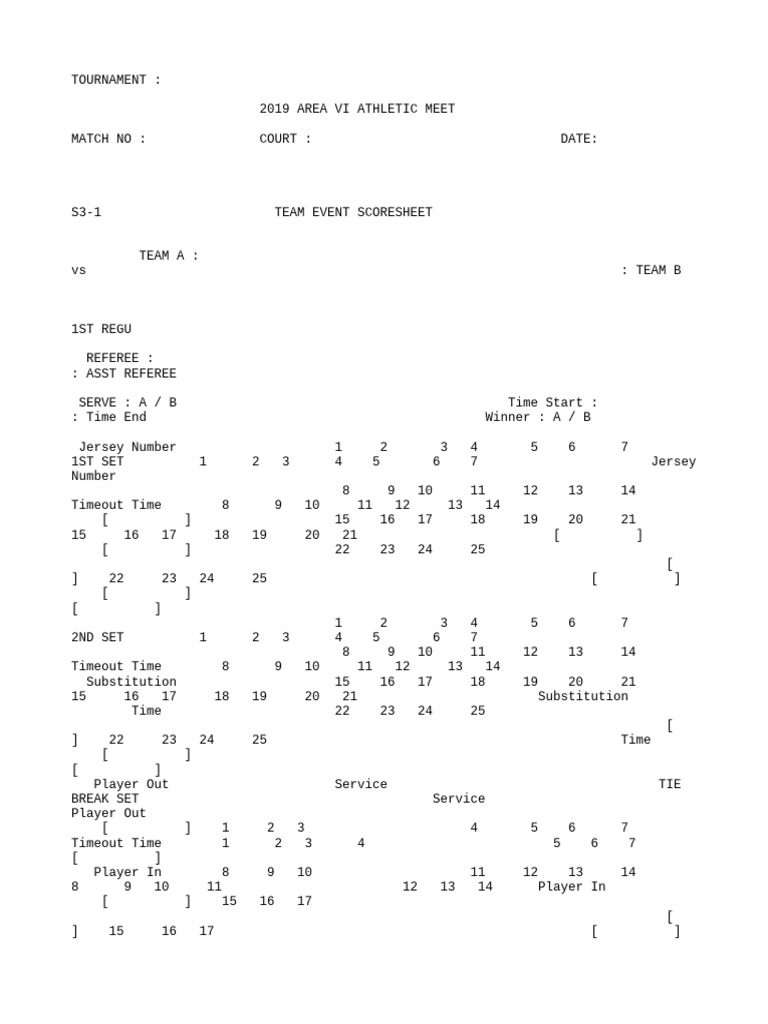 2019 Area VI Athletic Meet Scoresheet | PDF | Sports | Sports Rules And ...