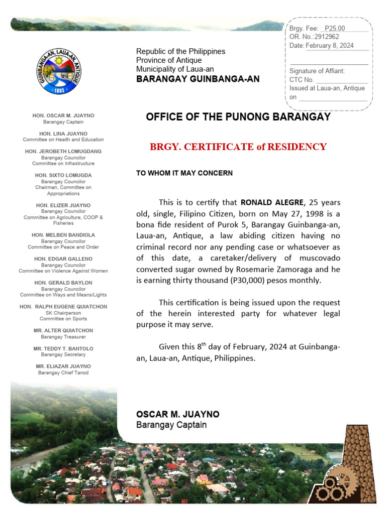 Cert For Motorcycle Application | PDF | Philippines