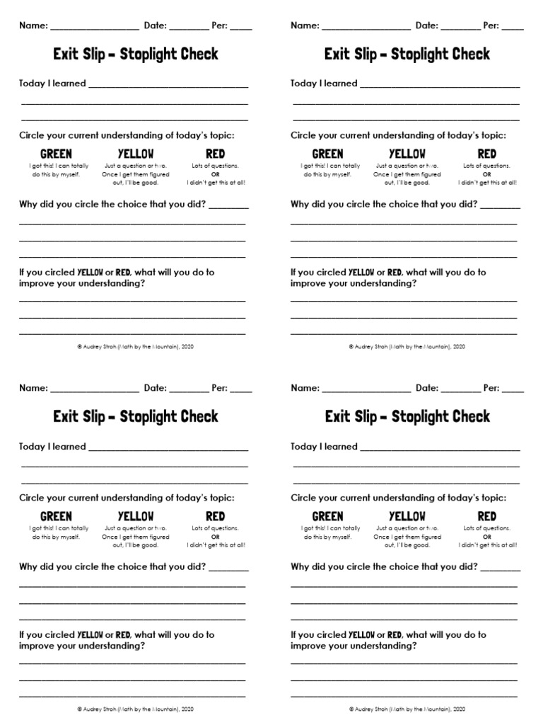 Exit Slip - Spotlight Check | PDF | Self-Improvement