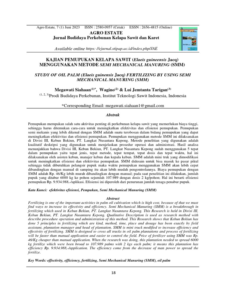 Analisa Pemupukan Kelapa Sawit Menggunakan SMM - Megawati | PDF