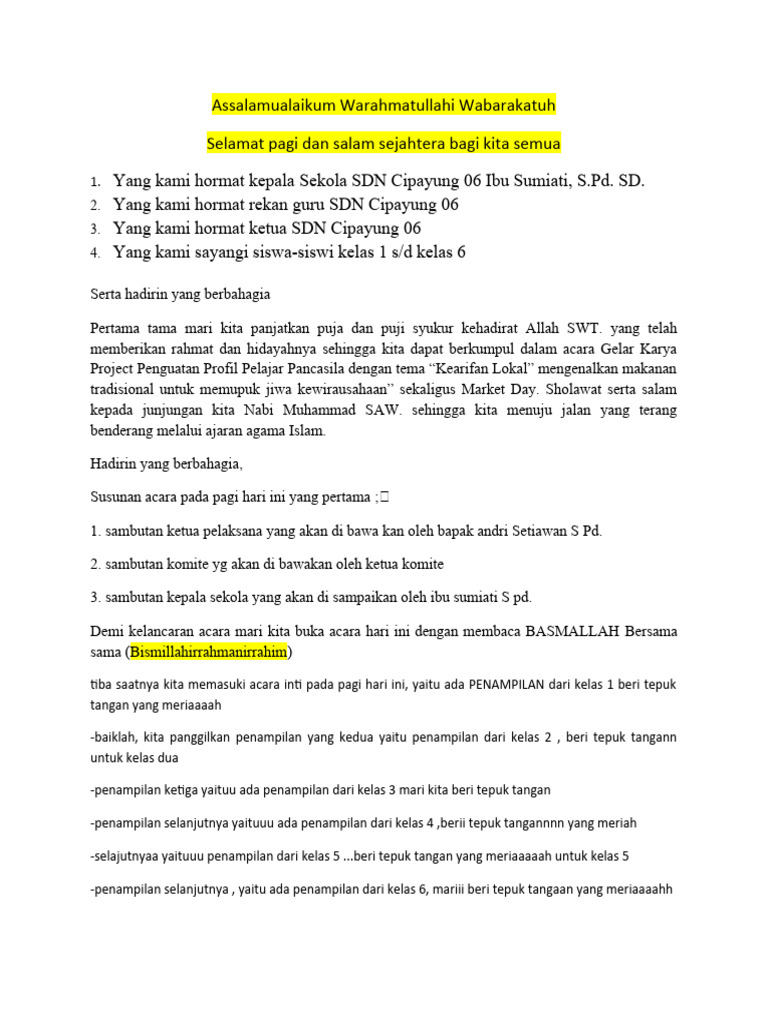 Teks MC P5 & Market Day | PDF