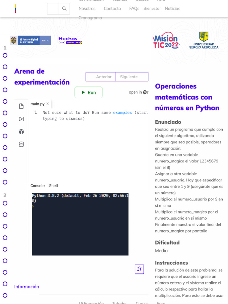 Operaciones Matematicas Con Numeros en Python | PDF