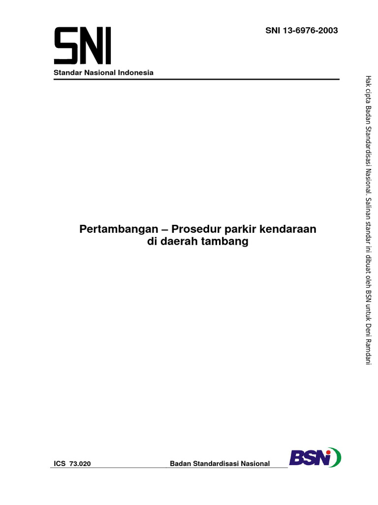 SNI 13-6976-2003 - Prosedur Parkir Kendaraan | PDF