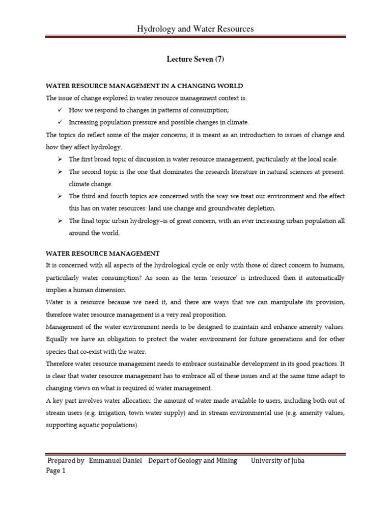 Water Resource Management Challenges | PDF | Water Resources | Groundwater