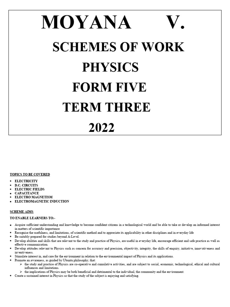 Form 5 Physics Scheme Term3 | PDF | Capacitor | Electromagnetic Induction