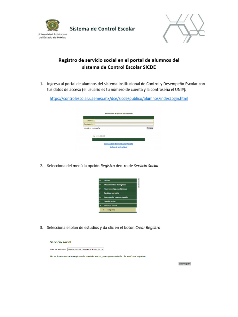 Registro de Servicio Social en SICDE | PDF | Informática