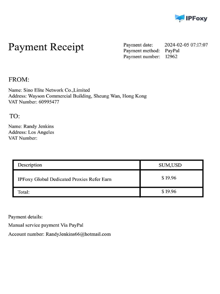 Payment Receipt 12962 | PDF