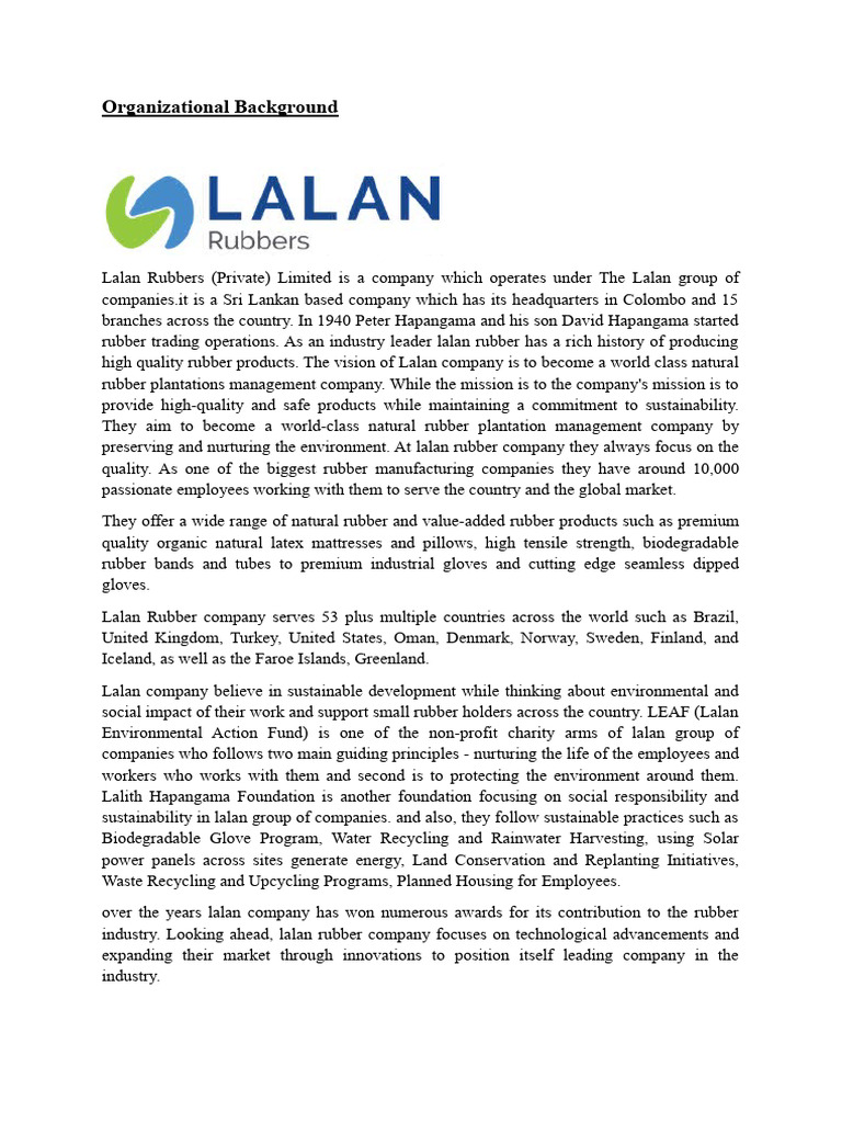 LALAN RUBBER Organizational Background | PDF | Natural Rubber ...