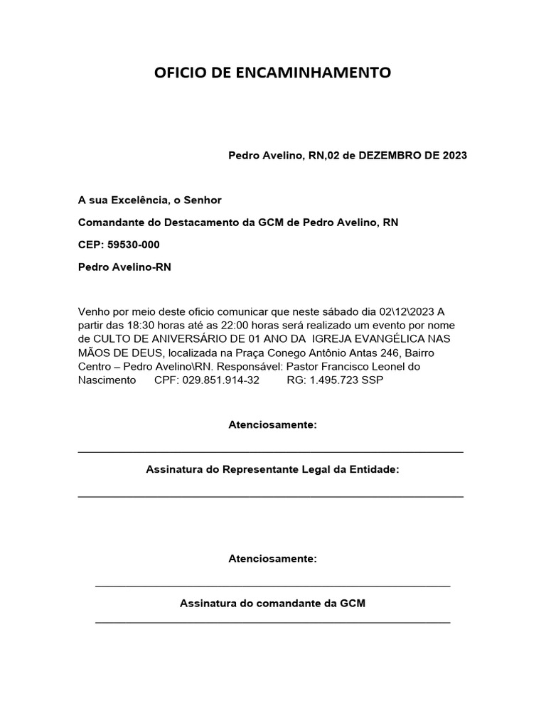 OFICIO DE ENCAMINHAMENTO - Docx GCM | PDF