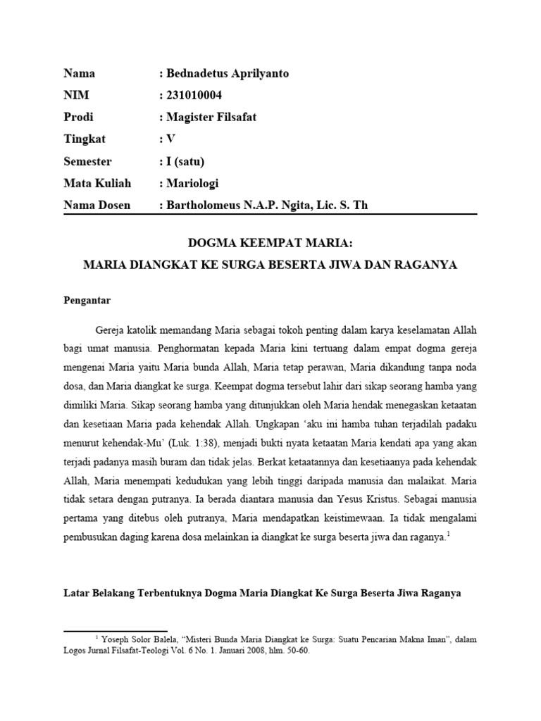 Maria Diangkat Ke Surga Beserta Jiwa Dan Raganya | PDF | Ilmu Sosial ...