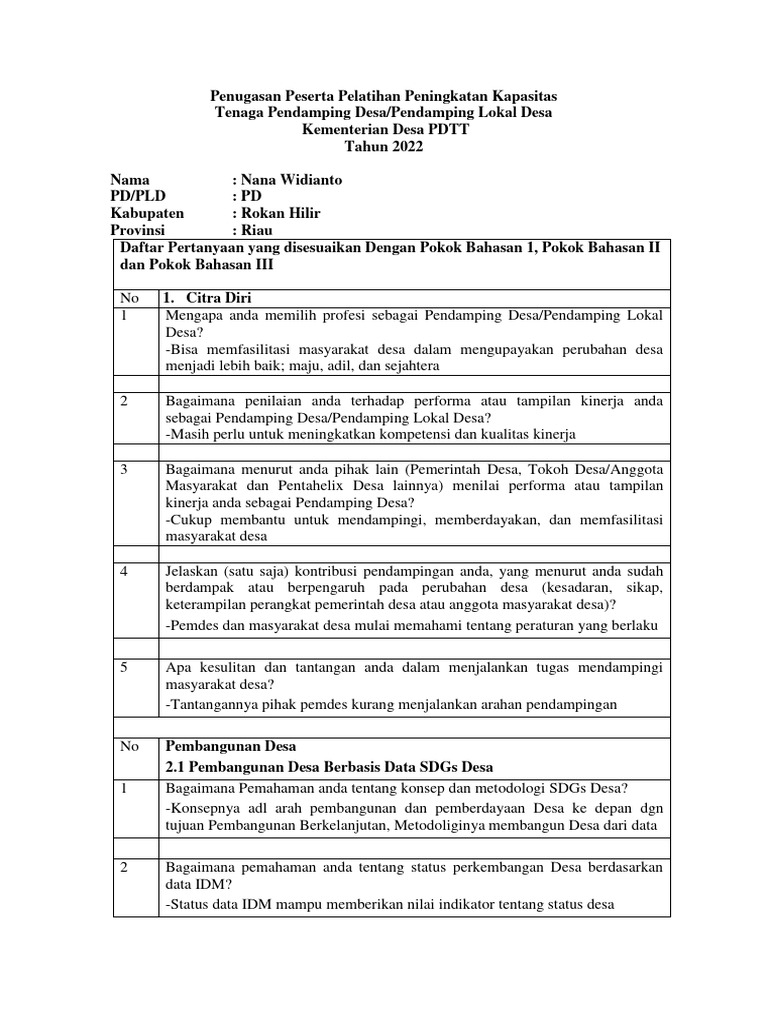 Form Penugasan Peserta Pelatihan Peningkatan Kapasitas TPP 2022 | PDF | Karier & Perkembangan