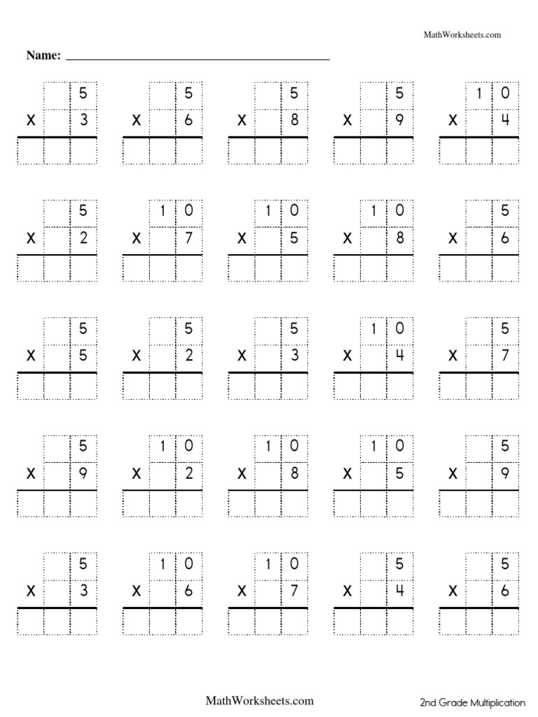 Multiplication Worksheets by Fives and Tens | PDF