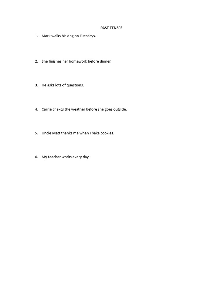 Past Tense Exercises and Irregular Verbs | PDF