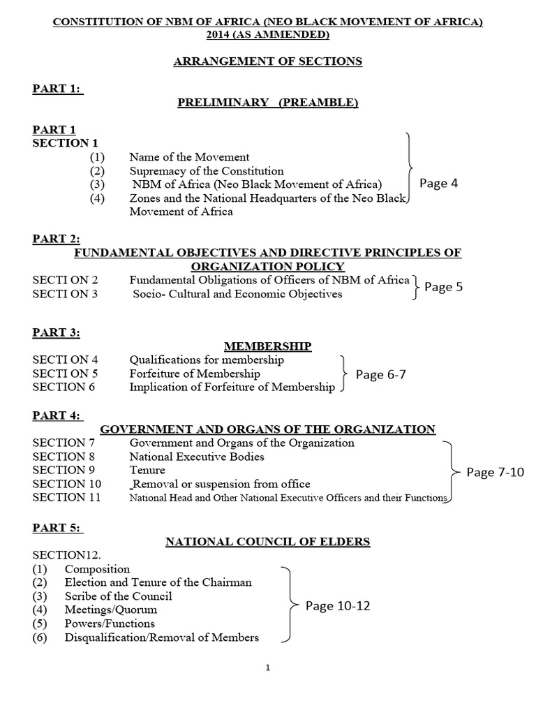 Constitution of NBM of Africa Benin Ncoe | PDF | Ratification | Committee