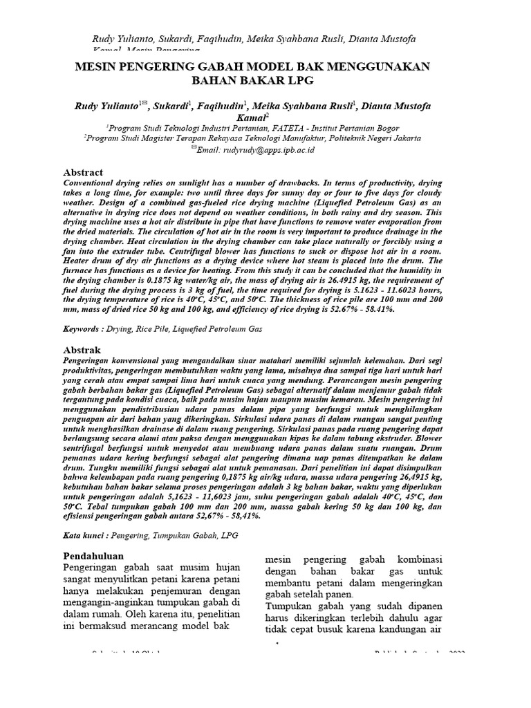 Dianta Mesin Pengering Fix | PDF | Materials | Process Engineering