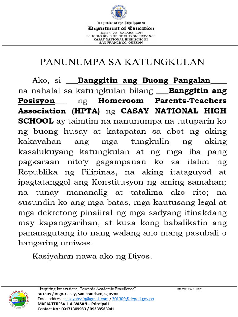 Panunumpa Sa Katungkulan | PDF