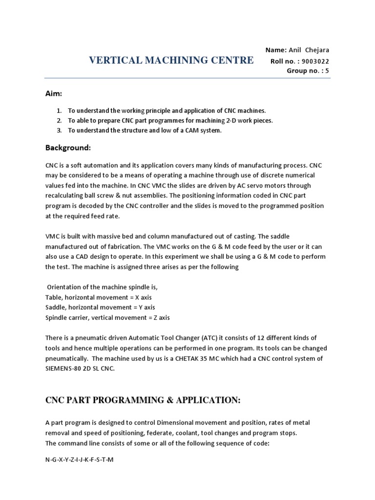 CNC VMC Programming & Application Guide | PDF | Numerical Control ...