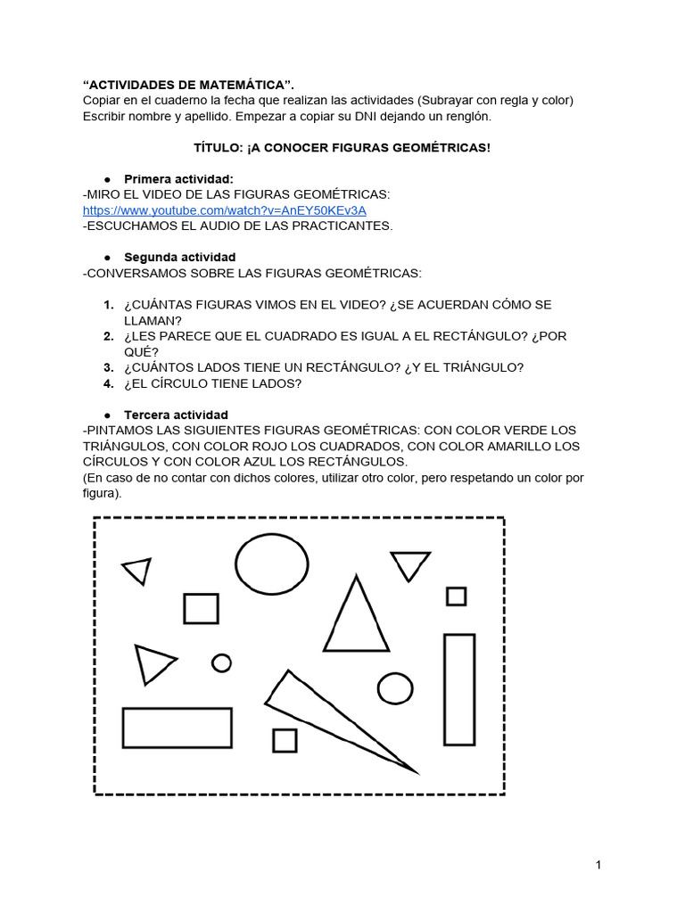ACTIVIDADES DE MATEMÁTICA Figuras Geométricas | PDF | Hogar, jardinería ...