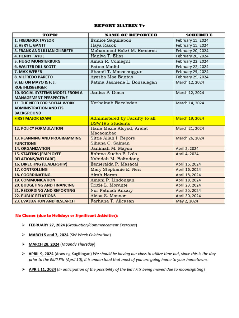 Report Matrix | PDF | Festival | Holidays