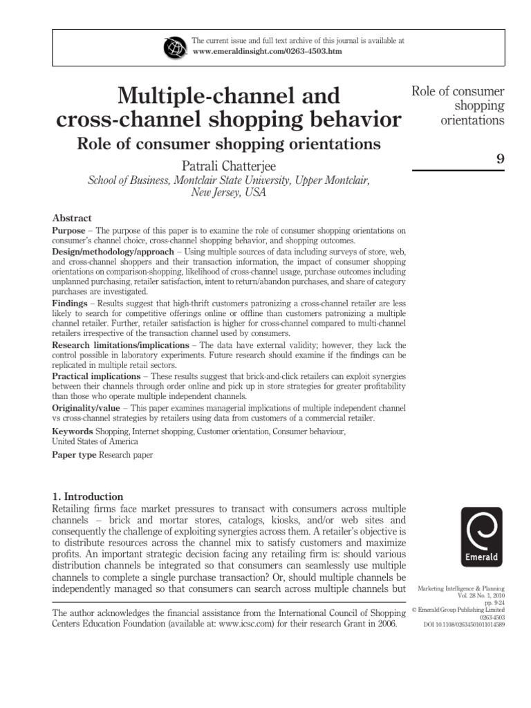 Multiple-Channel and Cross-Channel Shopping Behavior: Role of Consumer ...