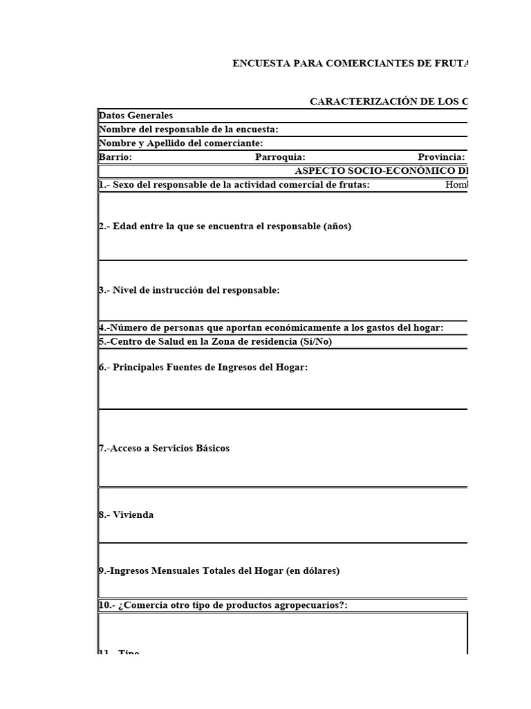 Encuesta - Comreciantes de Frutas Grupal (1) POR Hacer | PDF | Mercado ...