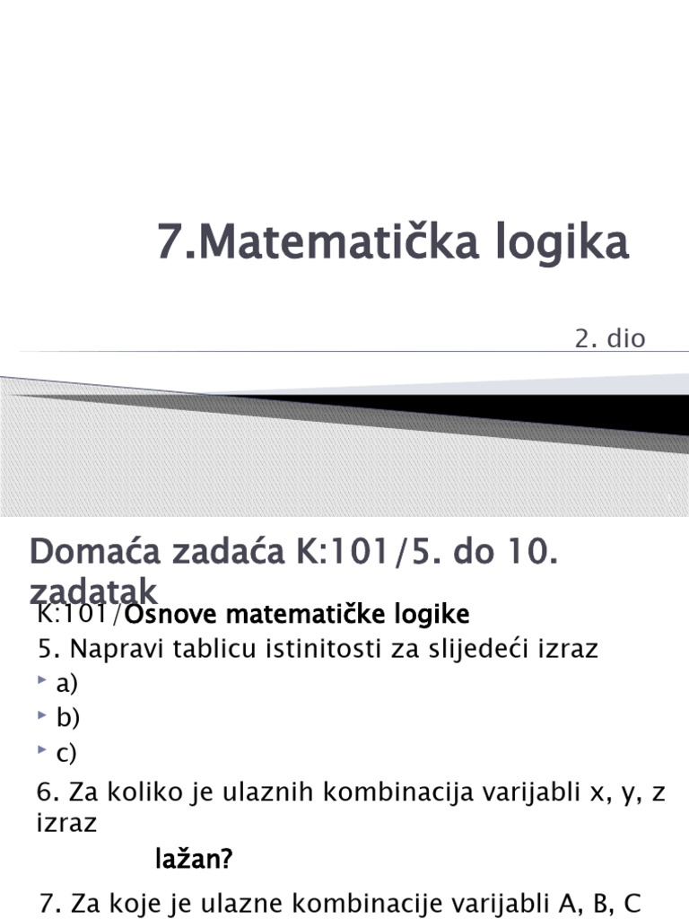 Matematička Logika 2.dio | PDF