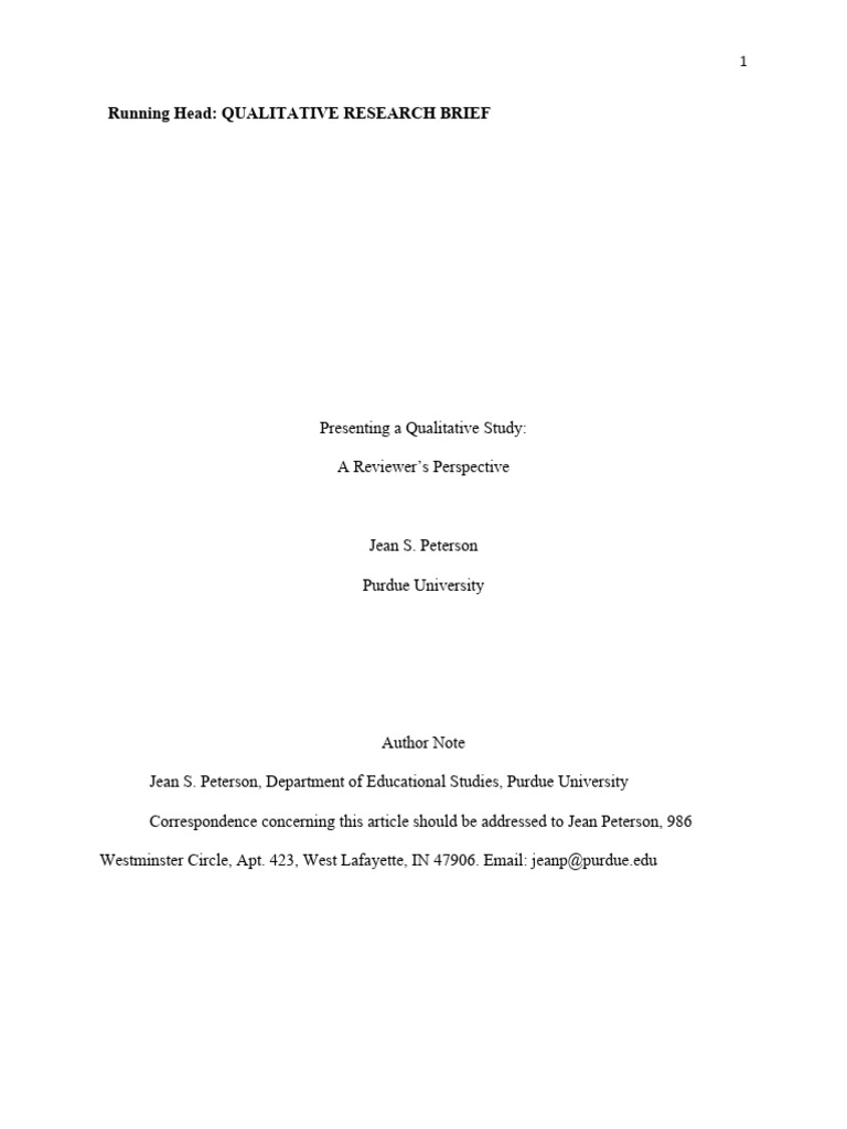 QUALITATIVE RESEARCH BRIEF Peterson 3-21-19 Final Pre-Publication ...