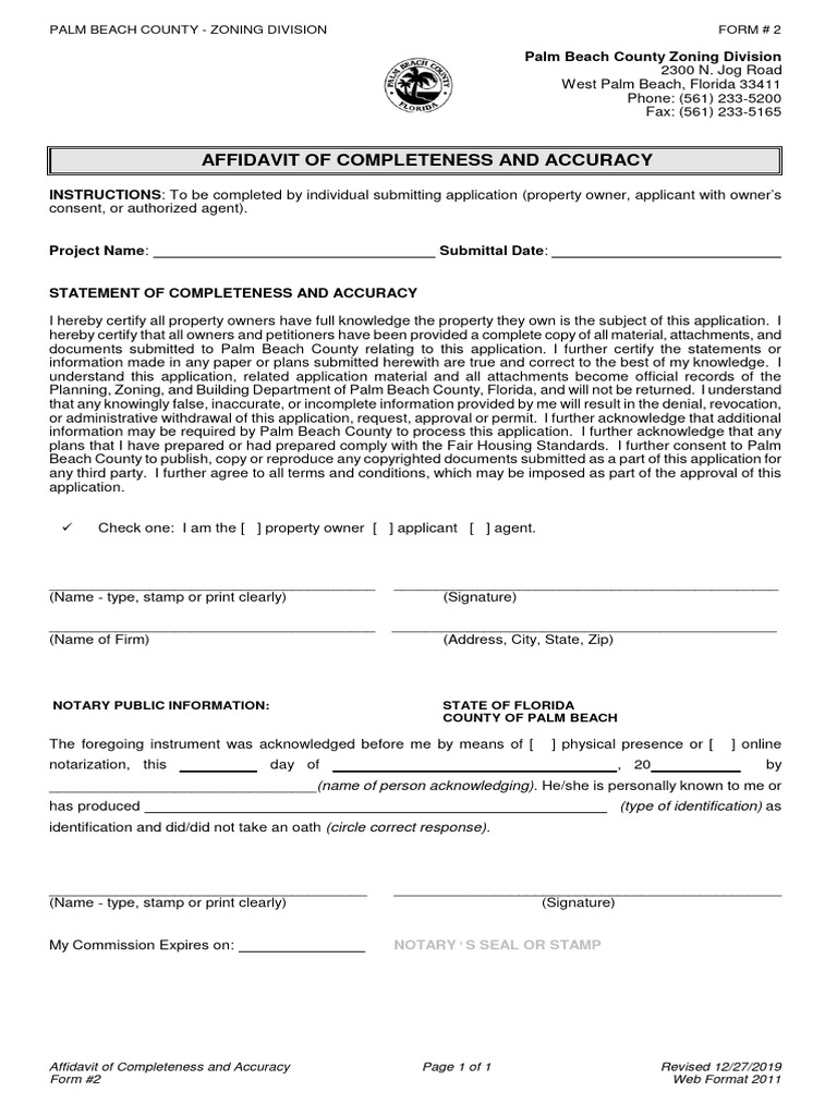 Form-02 Affidavit of Completeness and Accuracy | PDF | Affidavit | Notary Public