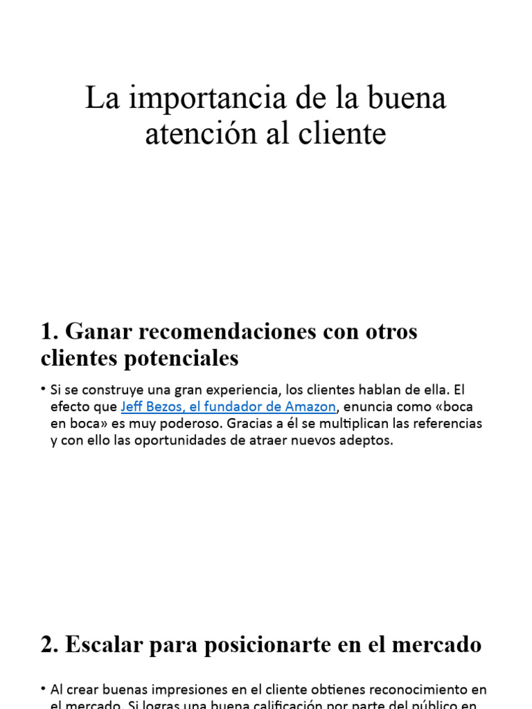 La Importancia de La Buena Atención Al Cliente | PDF | Servicio al ...